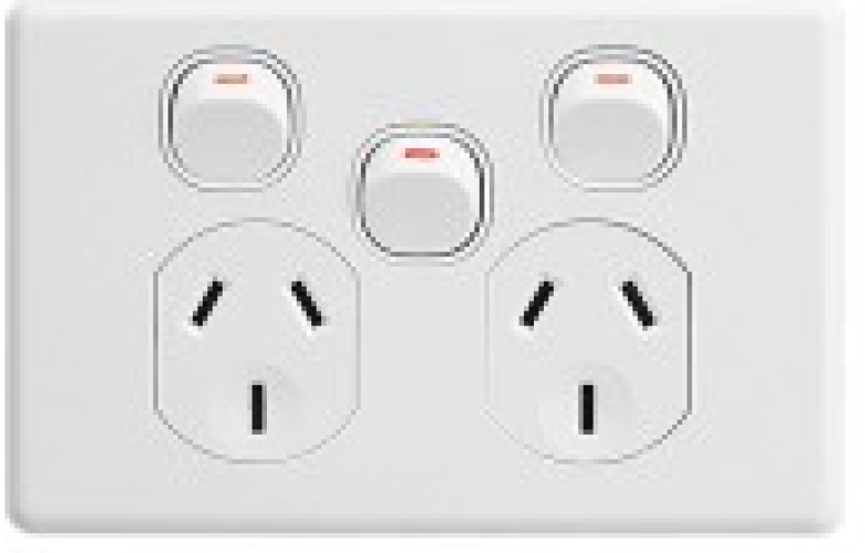 Double GPO W/Ext switch 10A - Electrical Supplies Australia